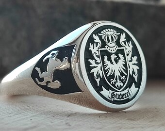 Personalized Gold Signet Ring Custom Engraved Family Crest - Etsy