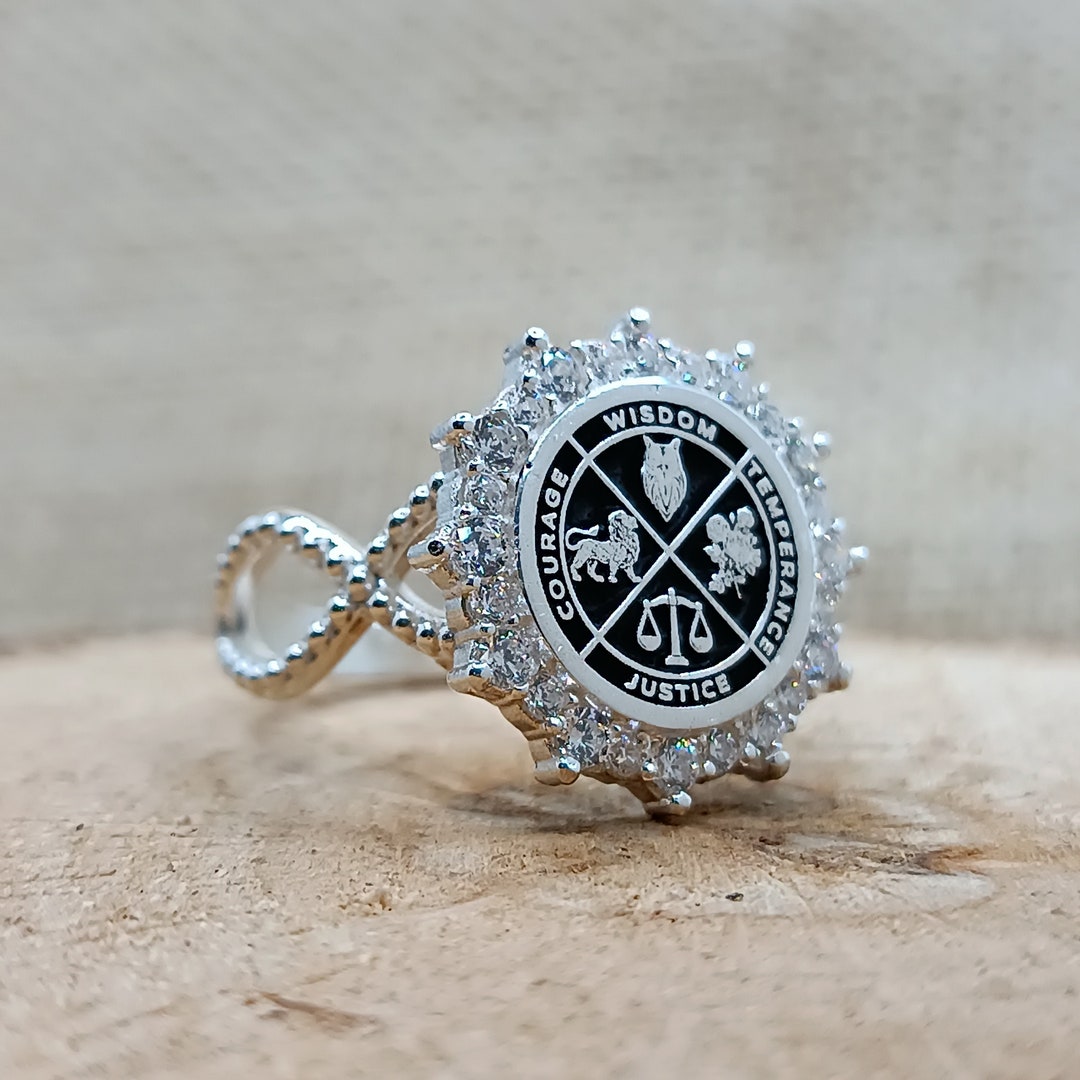 Justice Wisdom Ring ,custom Stoic Necklace, Cardinal Virtues Necklace ...