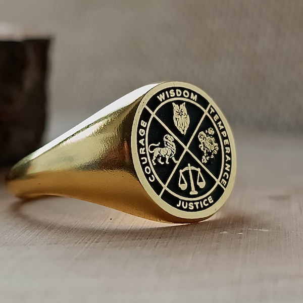 4 Cardinal Virtues Ring - Etsy