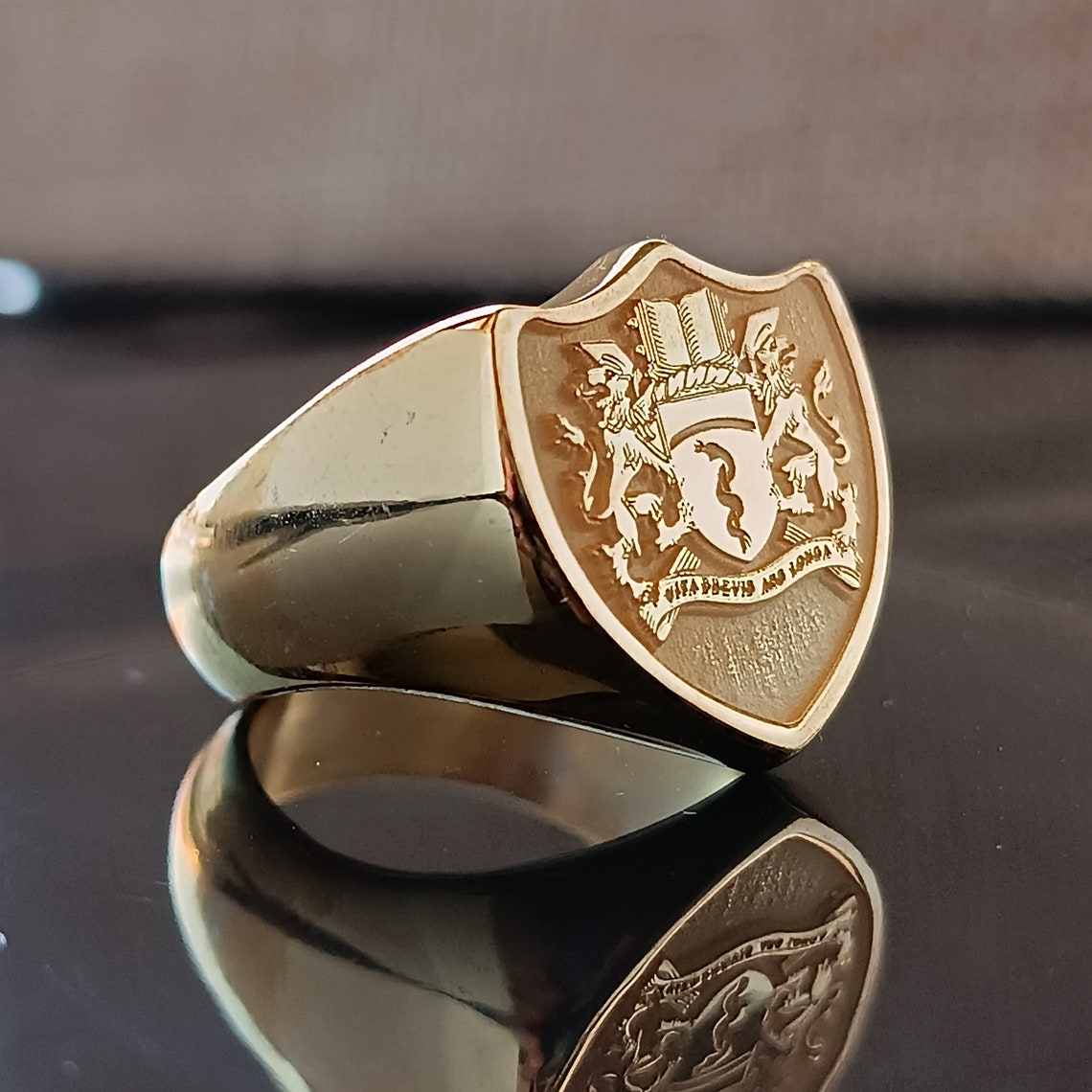 Personalized Gold Signet Ring Custom Engraved Family Crest - Etsy
