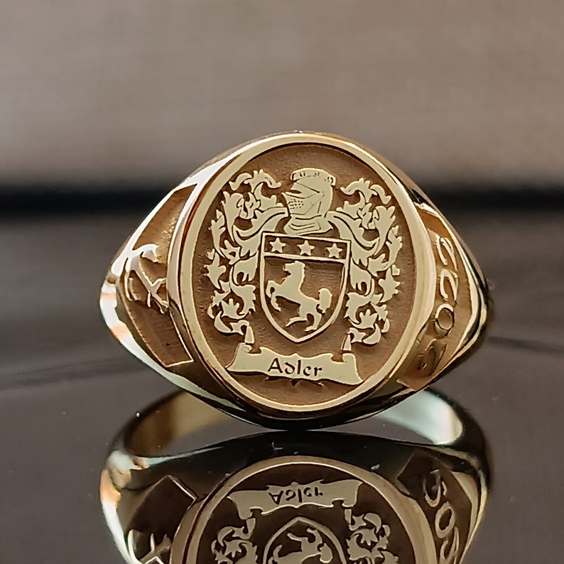 10K Gold 14K Gold 18K Gold Family Crest Coat of Arms Custom - Etsy