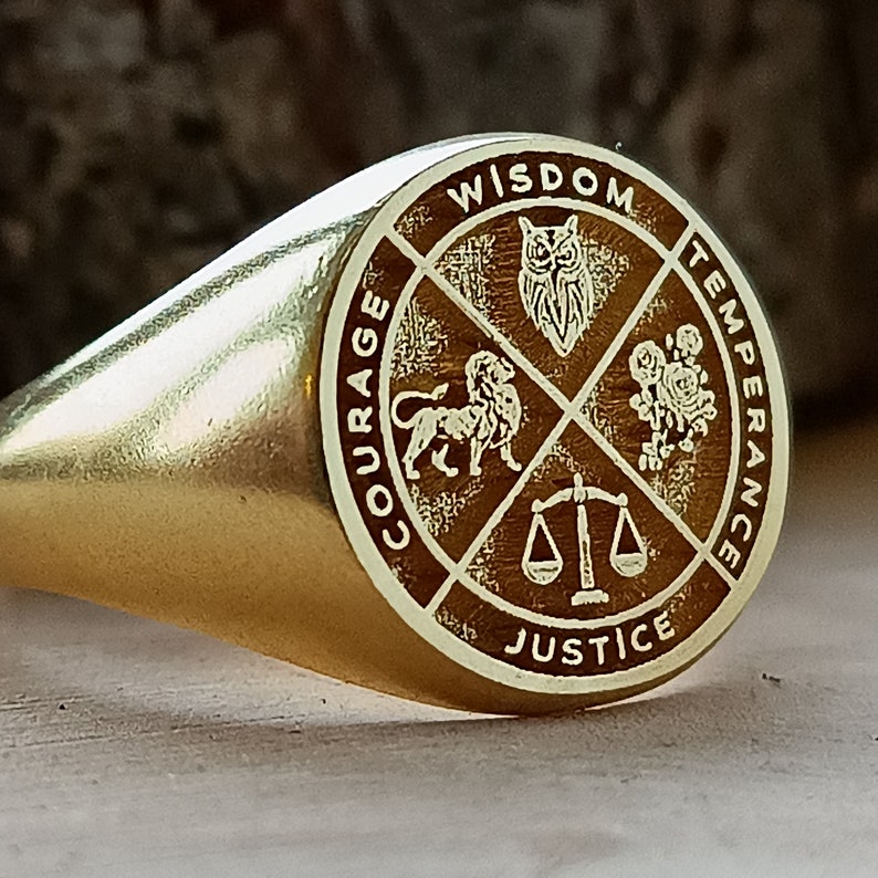 Stoic Ringsjustice Wisdom Temperance Courage Ringfamily - Etsy