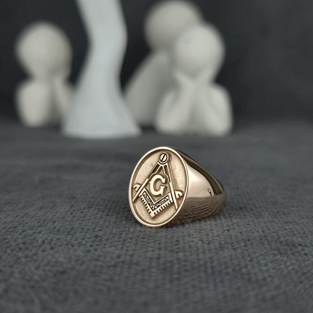 Custom Masonic Signet Ring, Deep Engraved Freemasonry Square and ...