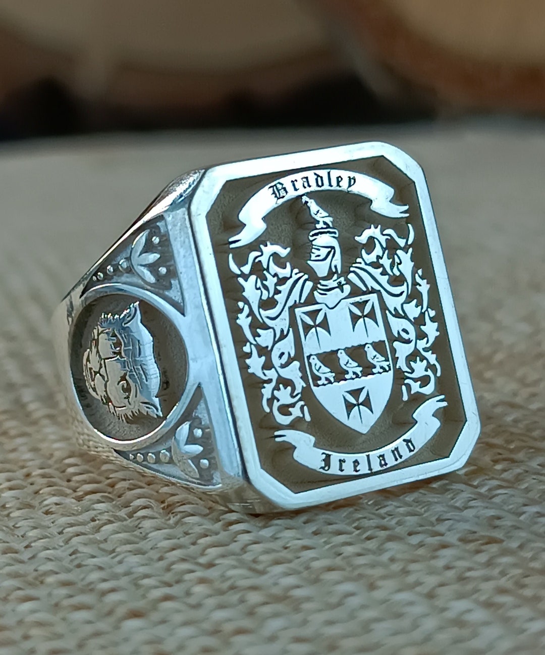 Personalized Jewelry Family Crest Ring, Gold Chunky and Dainty ...