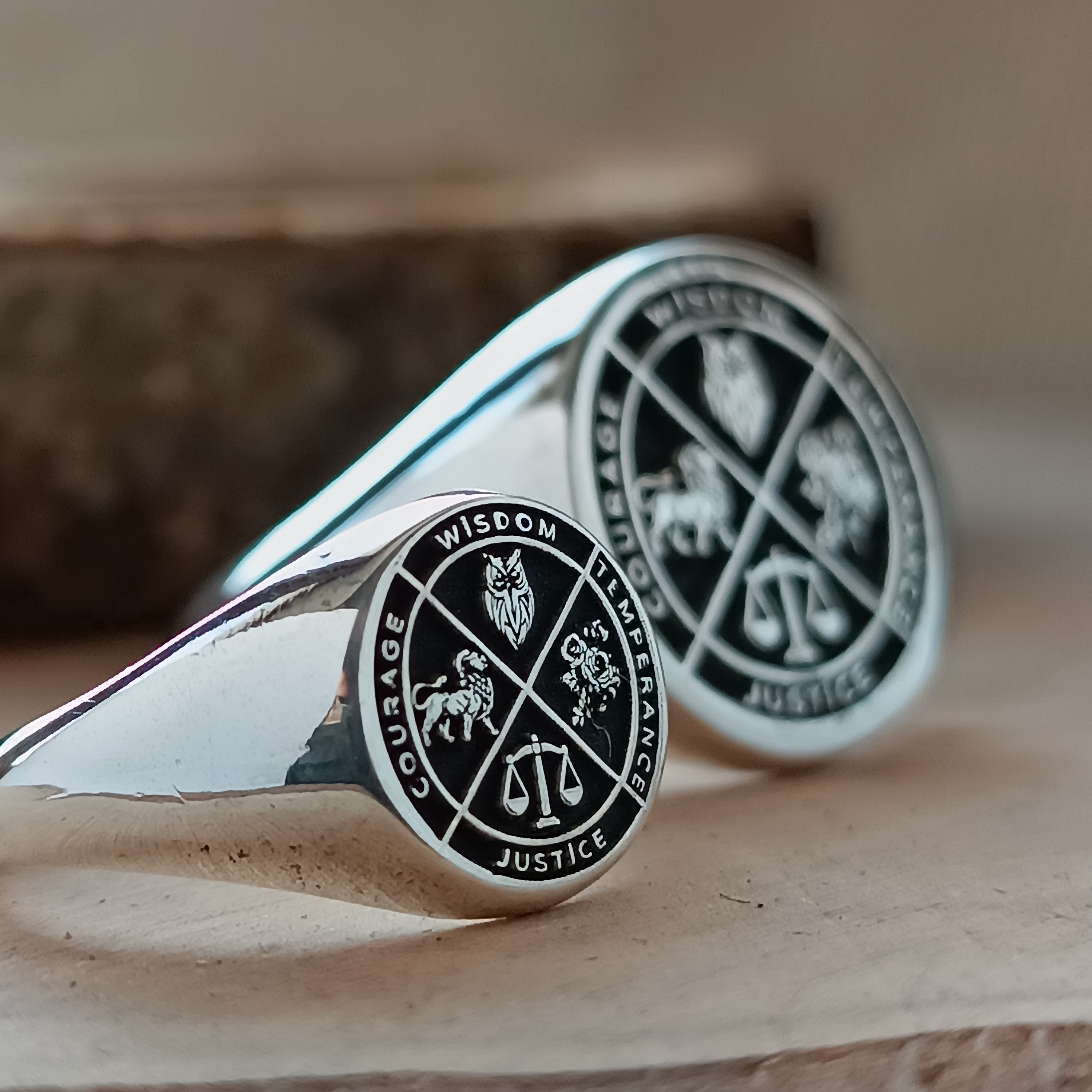 Stoic Rings,justice Wisdom Temperance Courage Ring, Justice Wisdom Ring ...