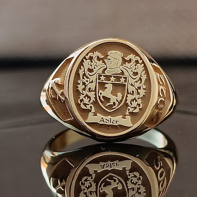 10K Gold 14K Gold 18K Gold Family Crest Coat of Arms Custom - Etsy
