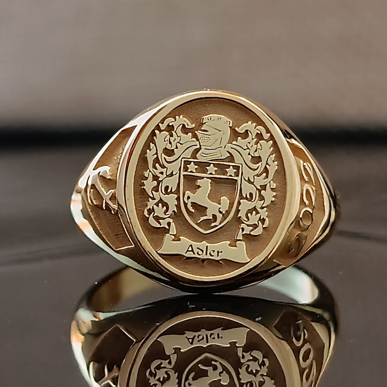 10K Gold 14K Gold 18K Gold Family Crest Coat of Arms Custom - Etsy