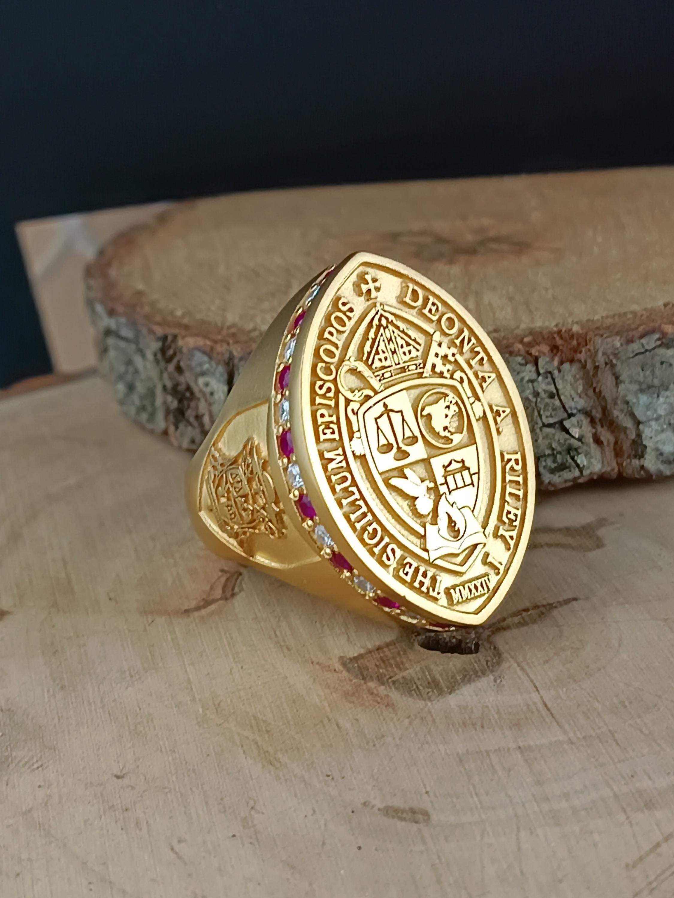 Gold Bishop Ring / Episcopal Apostolic Ring / Custom Clergy Ring With ...