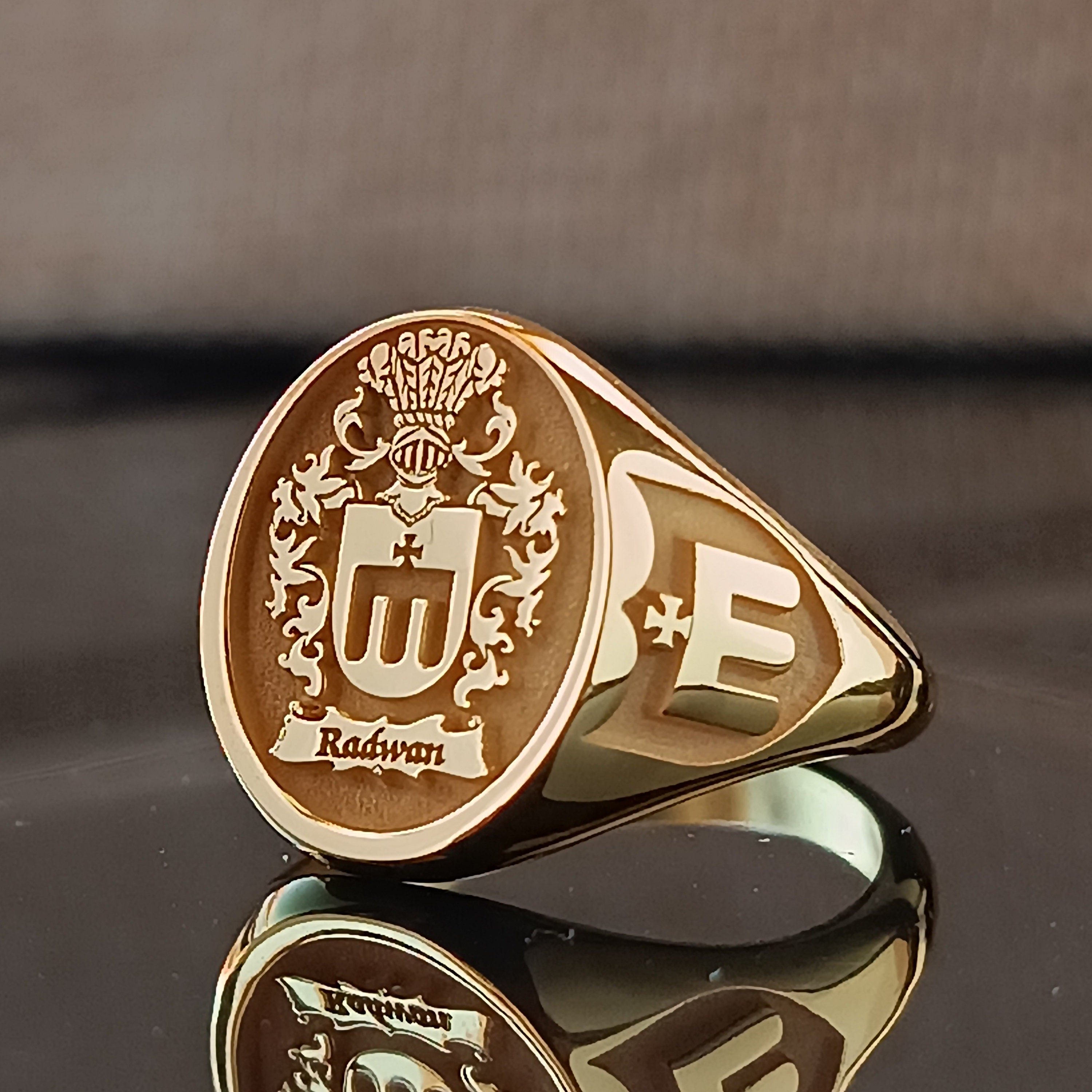 Family Crest Signet Ring Father's Day Gift, Coat of Arms Ring, Family ...