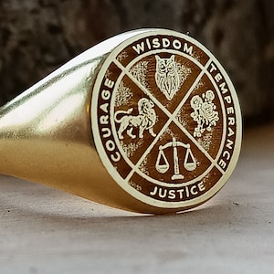Stoic Rings,justice Wisdom Temperance Courage Ring,family Crest Rings ...
