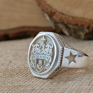 Sterling Silver Signet Ring, Engraved Signet Ring, Initial Engraved ...