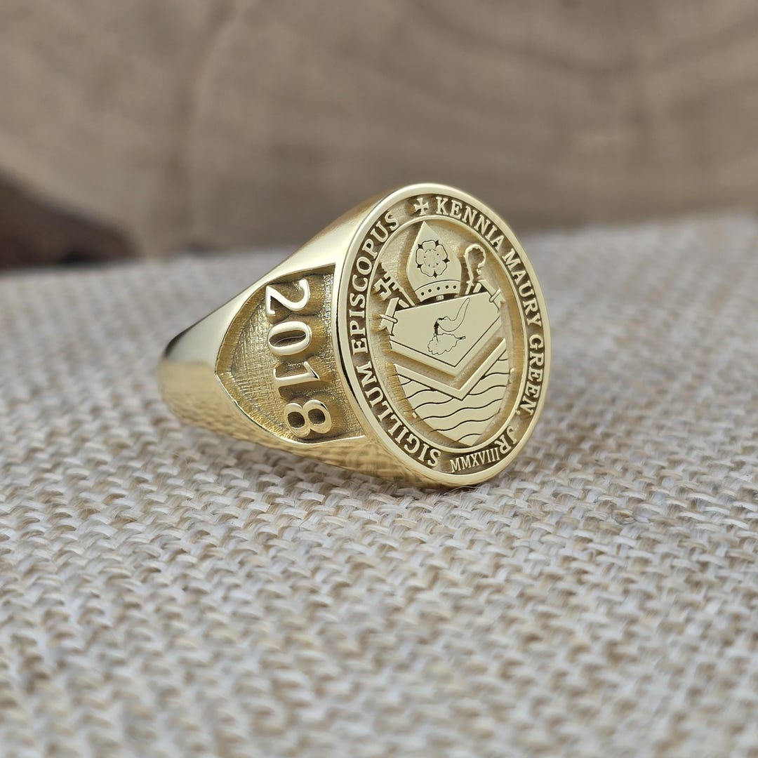 Gold Vermeil Bishop Ring / Episcopal Seal Ring / Religious Signet Ring ...