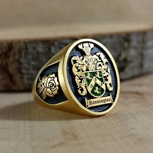 Family Crest Ring, 10K-14K-18K Personalized Jewelry, Gold Chunky and ...