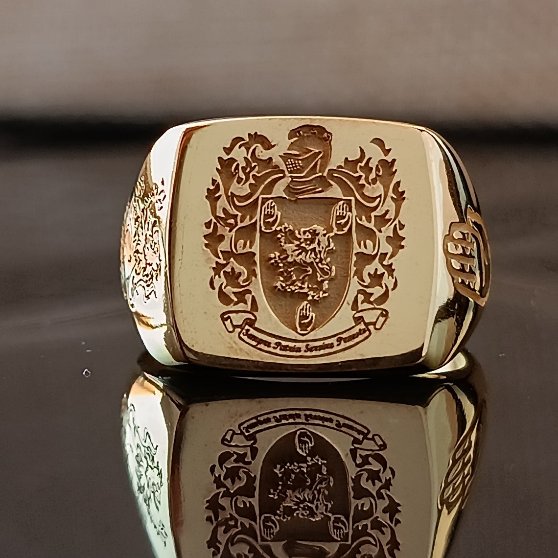 10K Gold 14K Gold 18K Gold Family Crest Ring-coat of Arms - Etsy