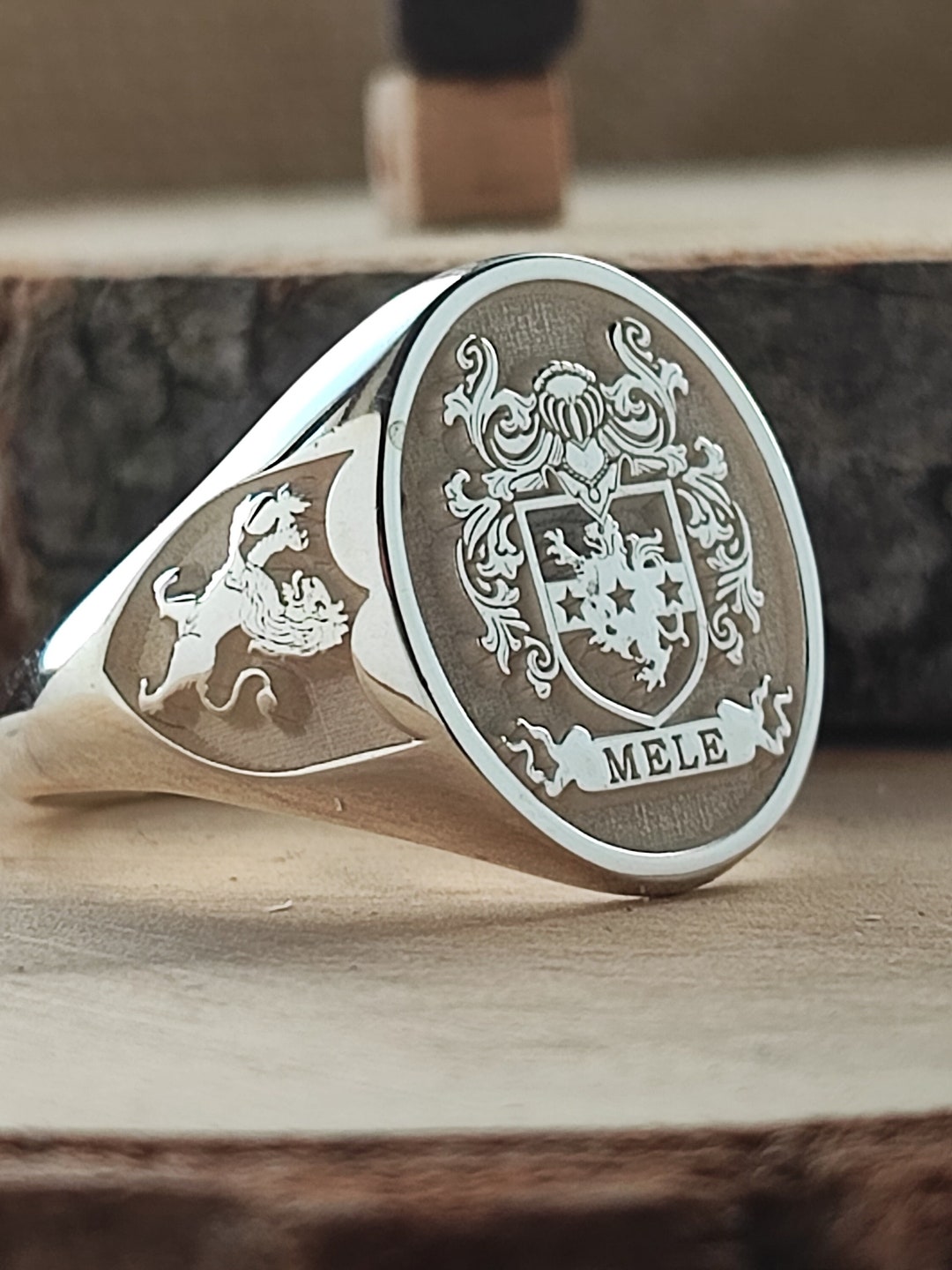Crest Ring, Family Crest Signet Ring Father's Day Gift, Coat of Arms ...
