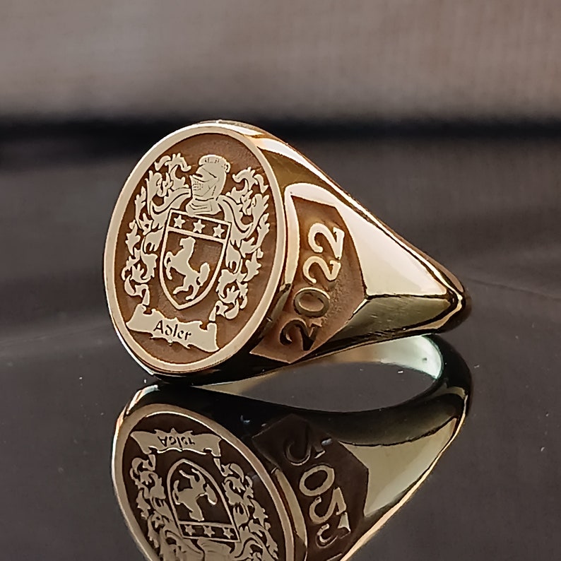 10K Gold 14K Gold 18K Gold Family Crest Coat of Arms Custom - Etsy