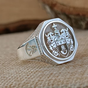 Sterling Silver Signet Ring, Engraved Signet Ring, Initial Engraved ...