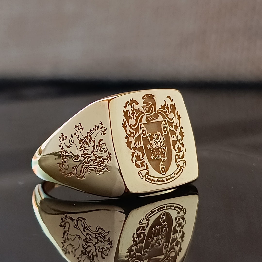 10K Gold, 14K Gold, 18K Gold, Family Crest Ring-coat of Arms- Family ...