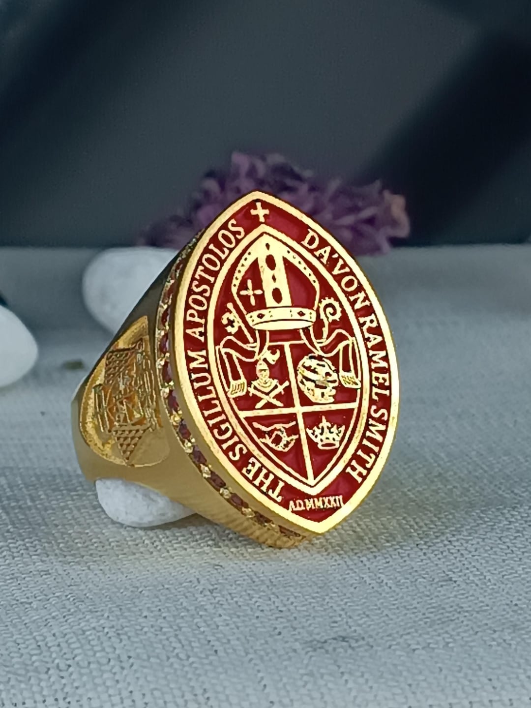 Gold Bishop Ring / Episcopal Apostolic Ring / Custom Clergy Ring With ...