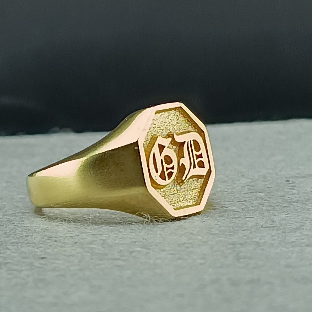 Sterling Silver Signet Ring Engraved Signet Ring Initial - Etsy