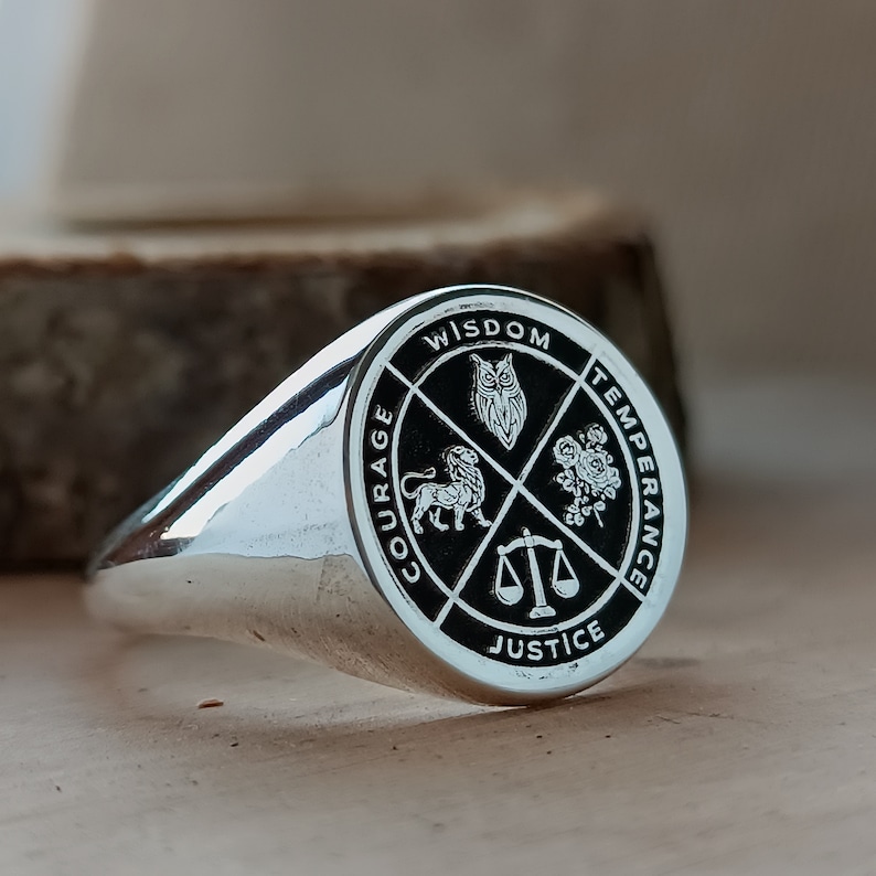 Stoic Rings,justice Wisdom Temperance Courage Ring, Justice Wisdom Ring ...