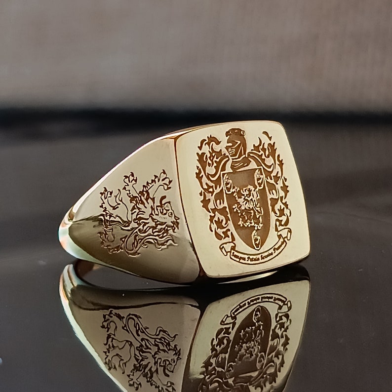 10K Gold, 14K Gold, 18K Gold, Family Crest Ring-coat of Arms- Family ...