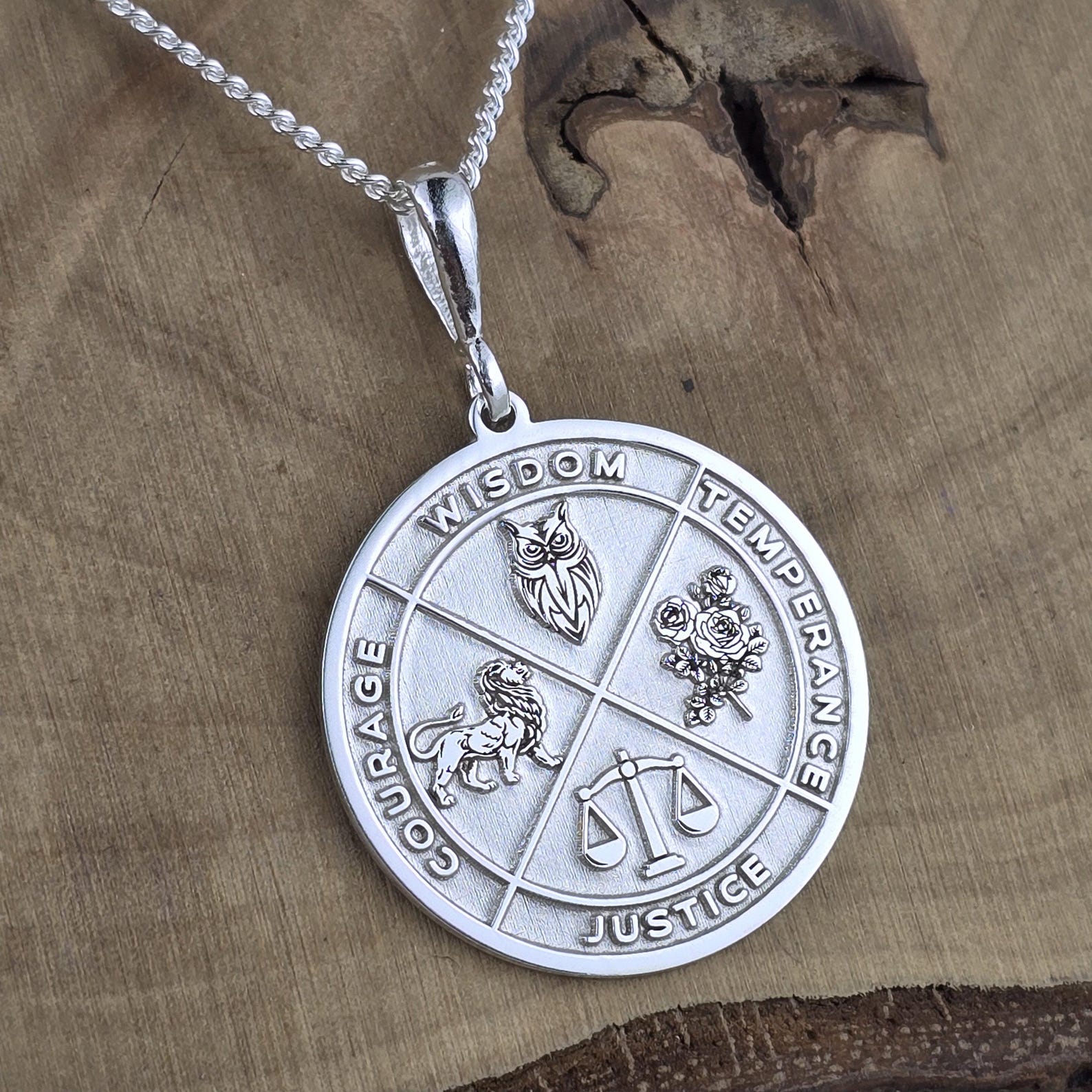 Wisdom, Justice, Temperance, Moderation, Virtues Necklace, Virtues ...