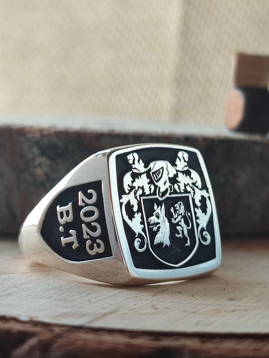 Crest Ring, Family Crest Signet Ring Father's Day Gift, Coat of Arms ...