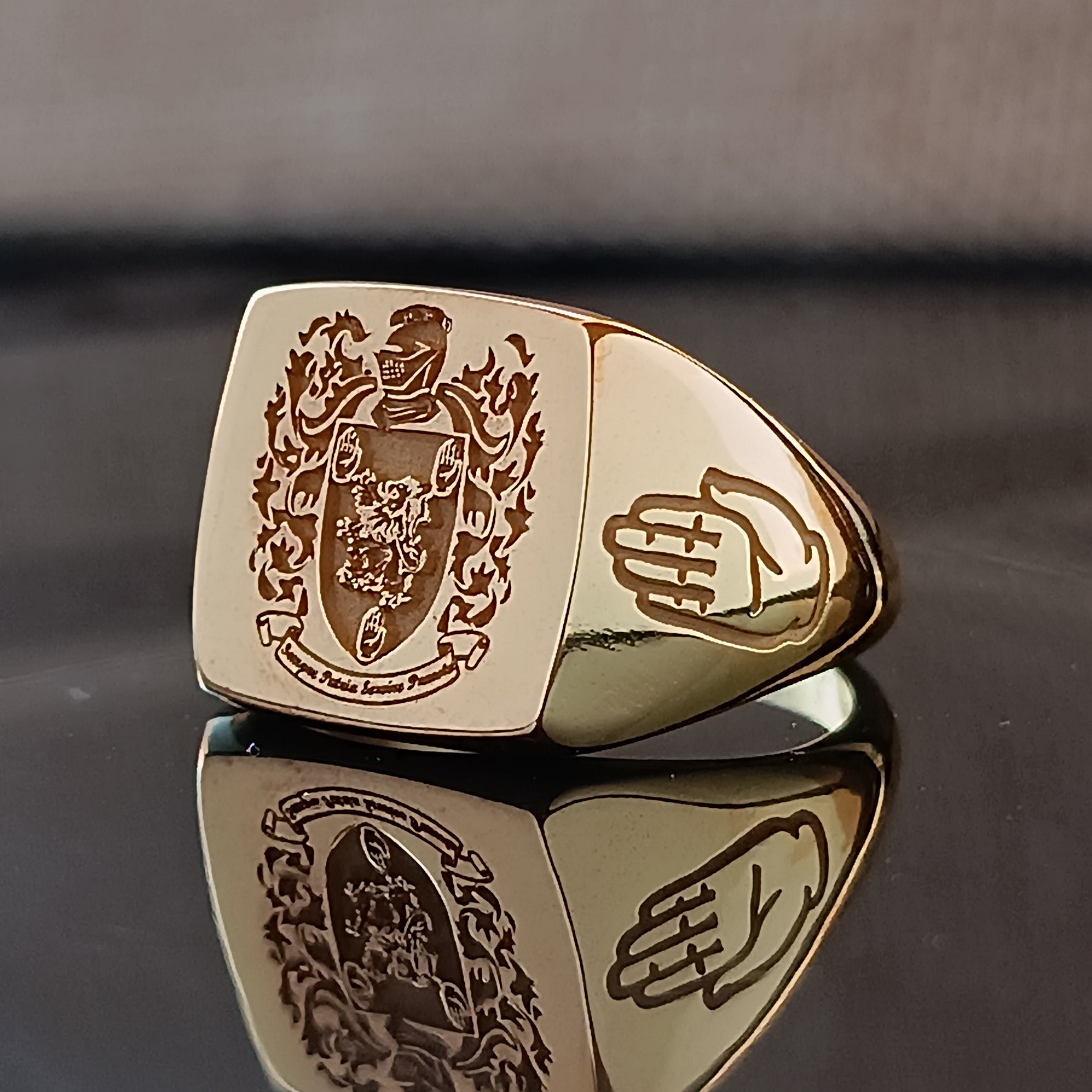10K Gold 14K Gold 18K Gold Family Crest Ring-coat of Arms - Etsy