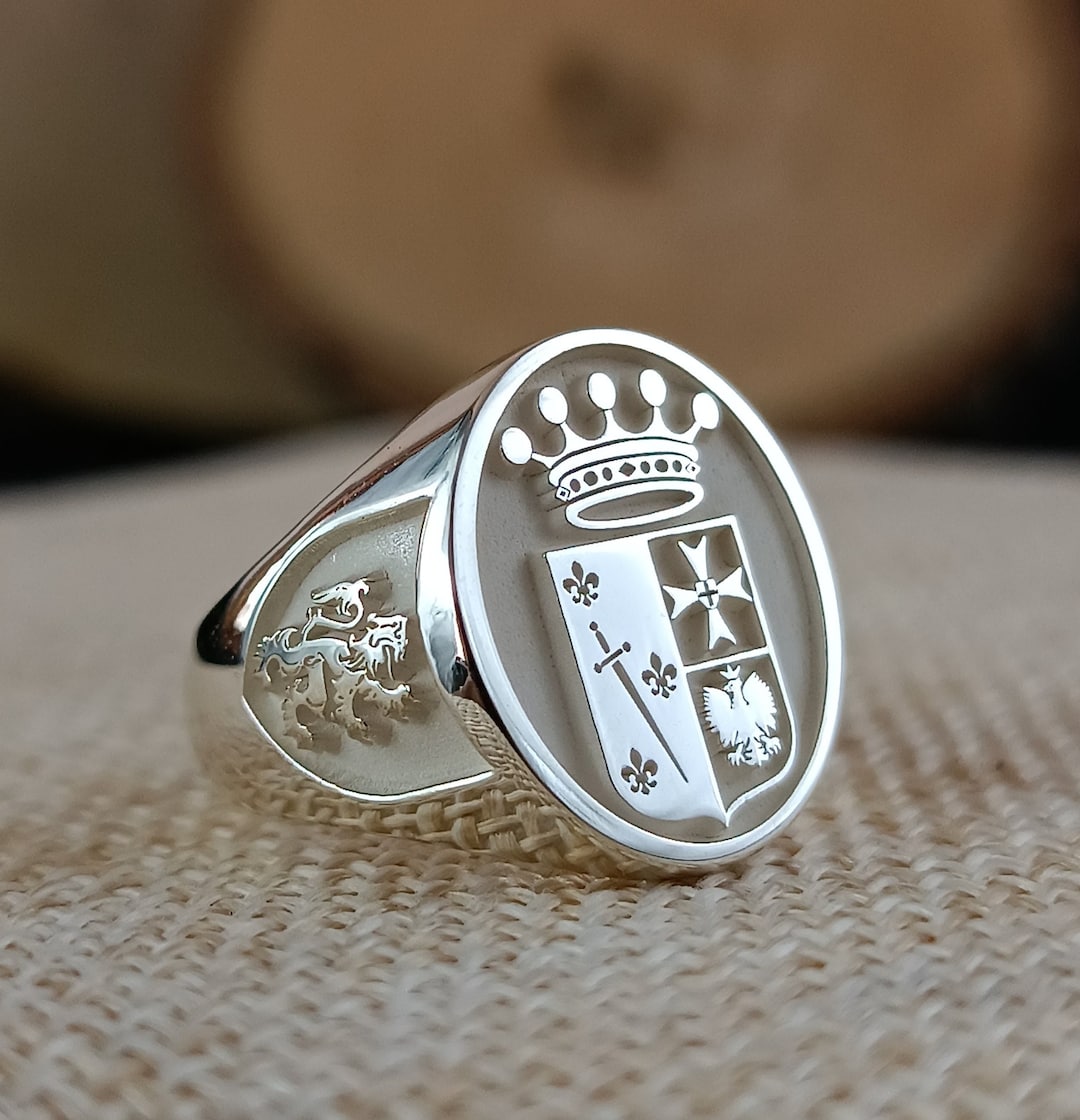 Family Crest Rings, Custom Signet Ring, Family Crest Signet Ring ...