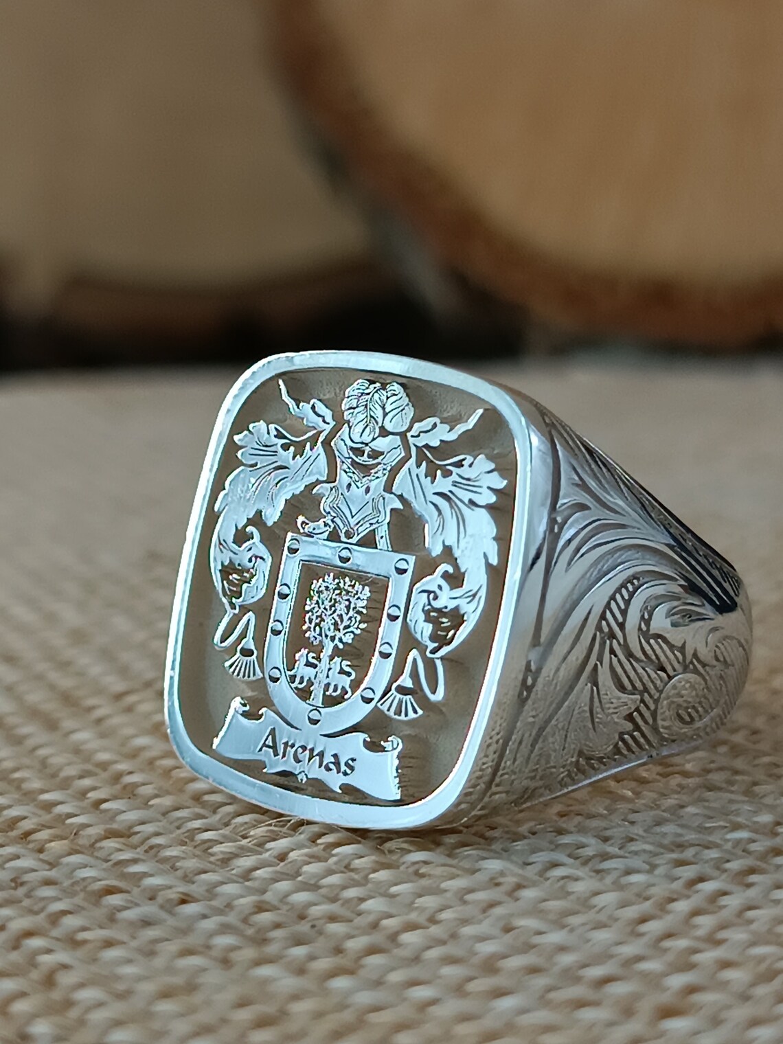 Personalized Gold Signet Ring Custom Engraved, Family Crest Ring, Coat ...