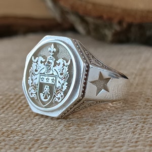 Sterling Silver Signet Ring, Engraved Signet Ring, Initial Engraved ...