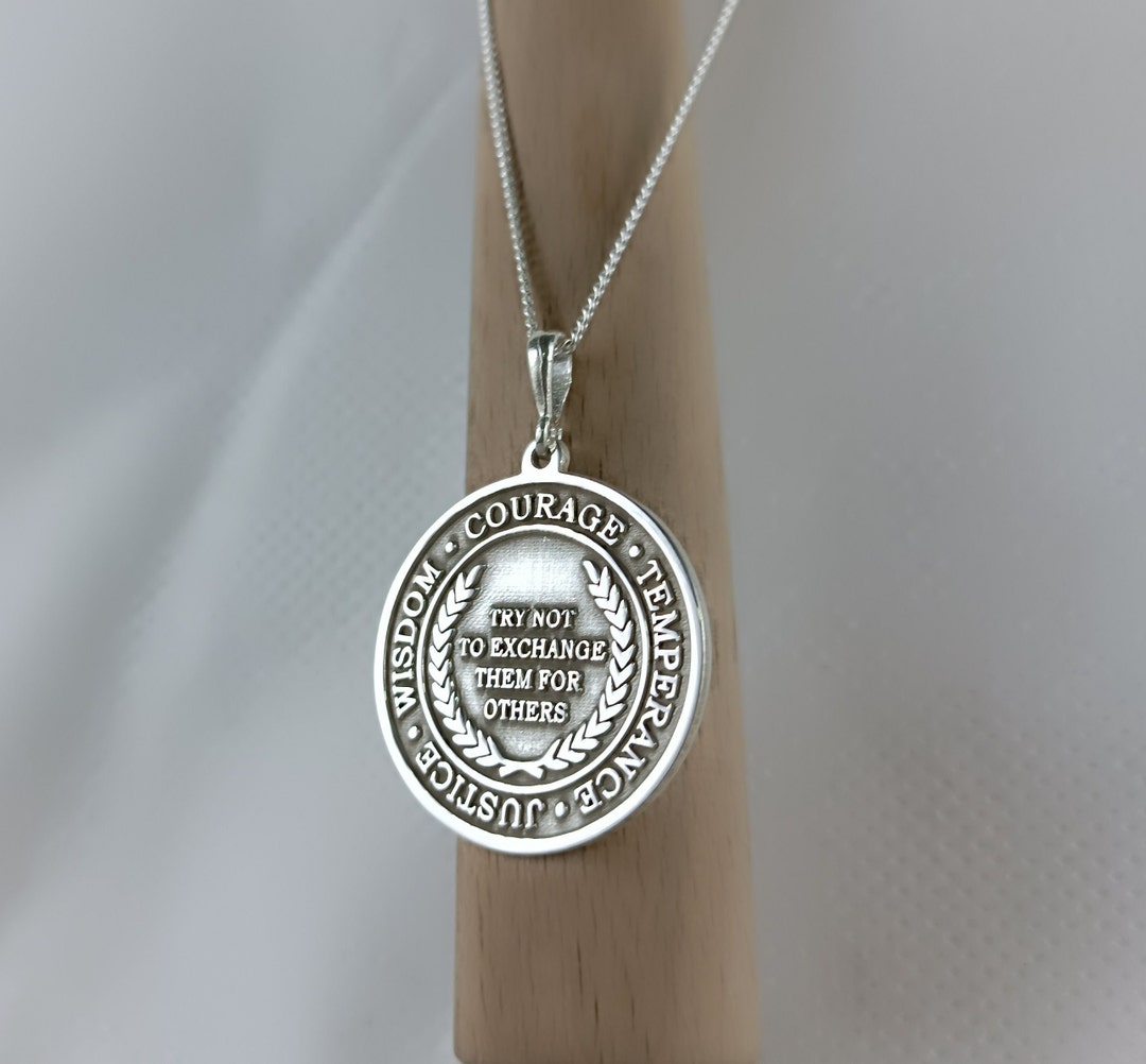 Wisdom Temperance Courage Pendant,justice Wisdom Necklace,cardinal ...