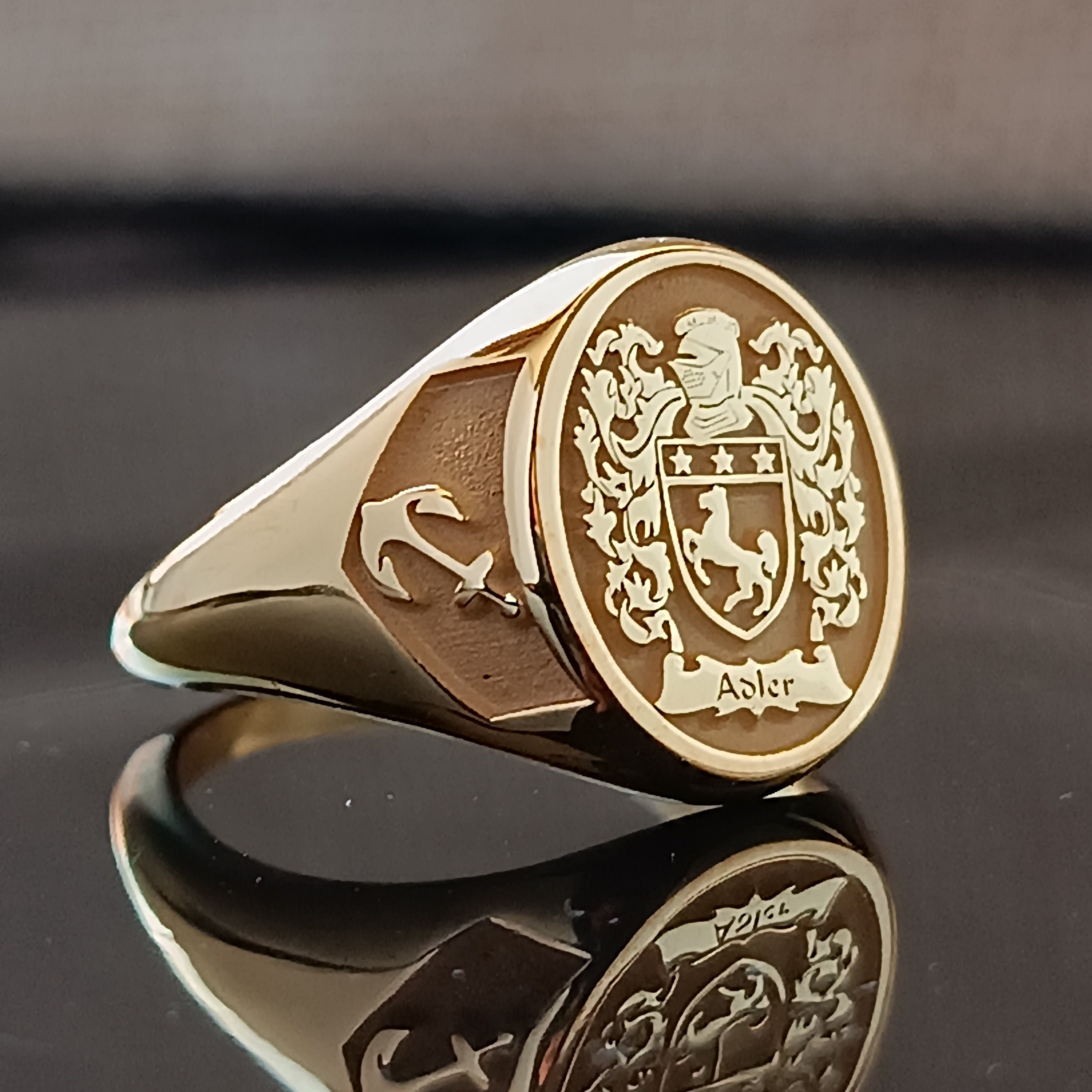 10K Gold 14K Gold 18K Gold Family Crest Coat of Arms Custom - Etsy ...