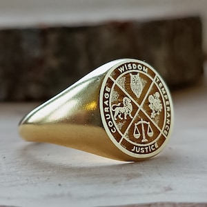 Stoic Rings,justice Wisdom Temperance Courage Ring,family Crest Rings ...