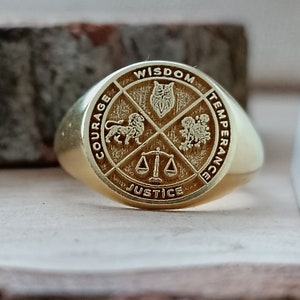 Stoic Rings,justice Wisdom Temperance Courage Ring,family Crest Rings ...