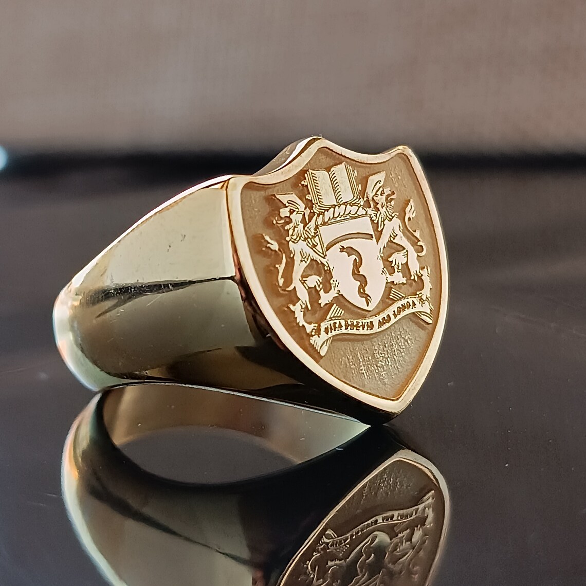 Personalized Gold Signet Ring Custom Engraved Family Crest - Etsy