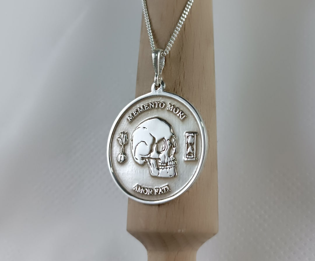 Personalized Memento Mori Pendant,dainty Amor Fati Jewelry,skull Coin ...