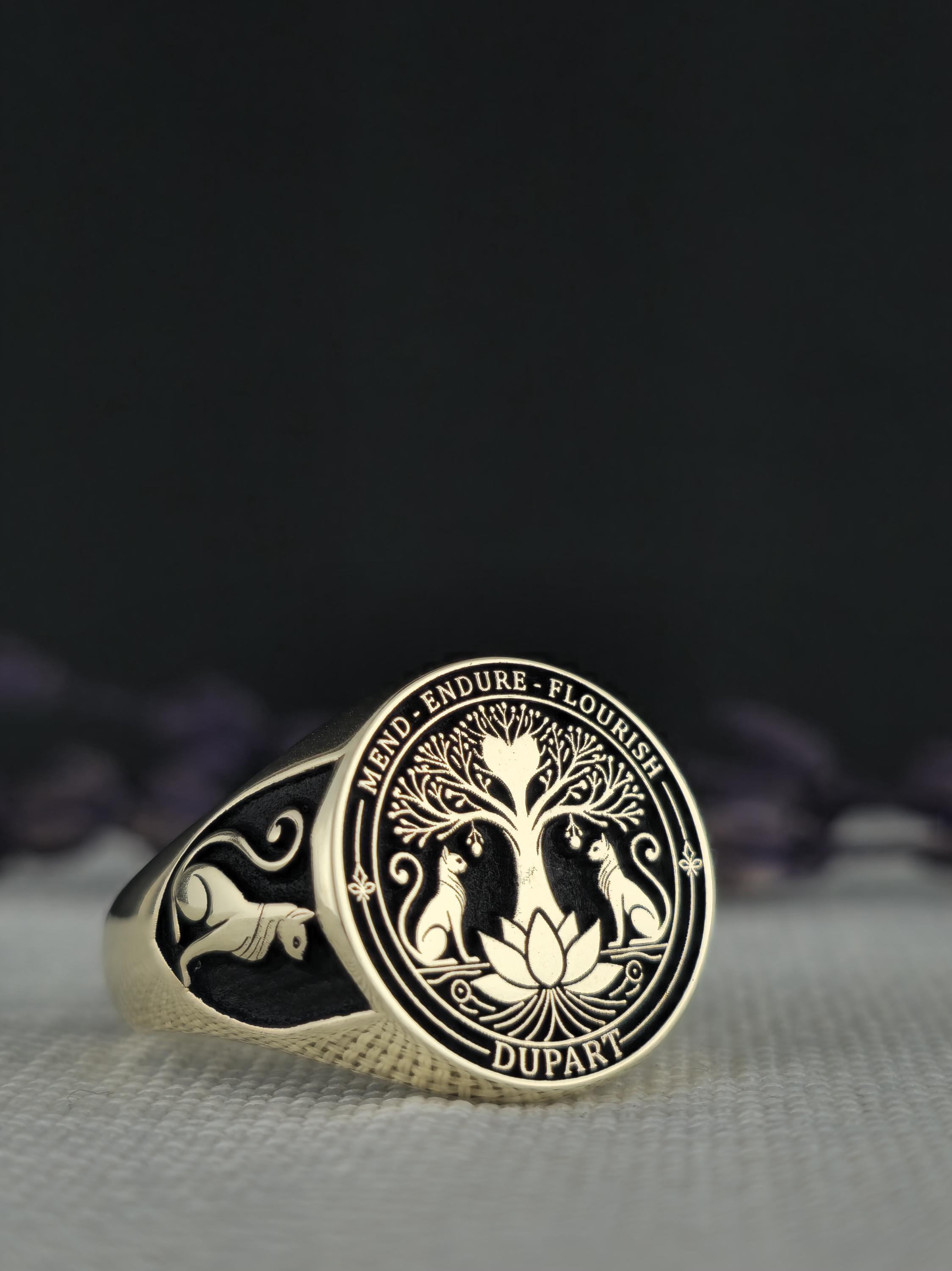 Custom Family Crest Signet Ring - Personalized Coat of Arms Jewelry ...