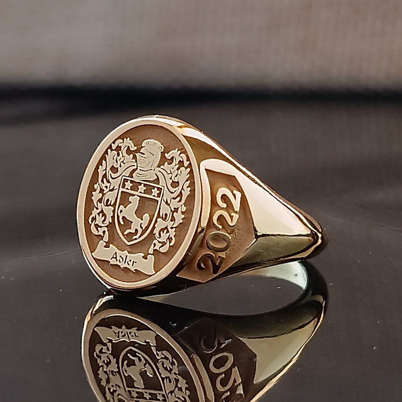 10K Gold 14K Gold 18K Gold Family Crest Coat of Arms Custom - Etsy