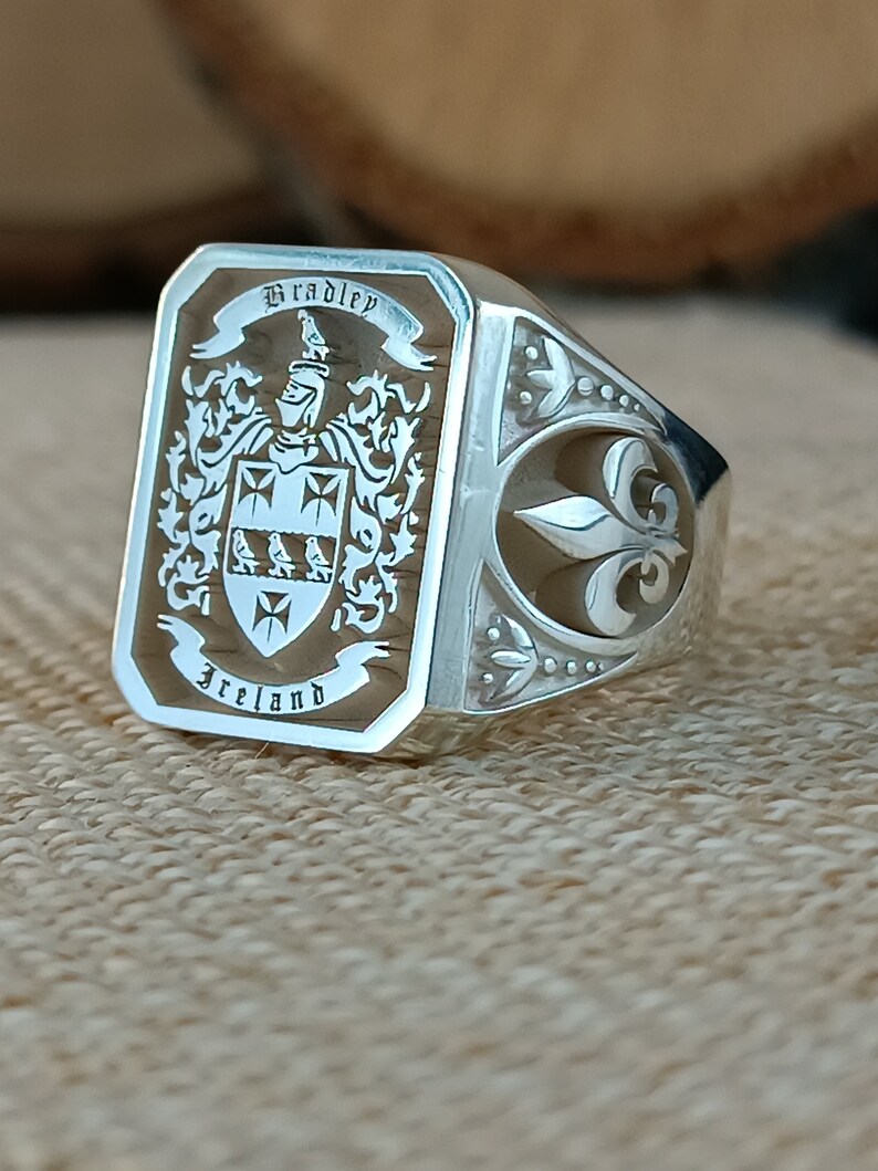 Personalized Jewelry Family Crest Ring, Gold Chunky and Dainty ...