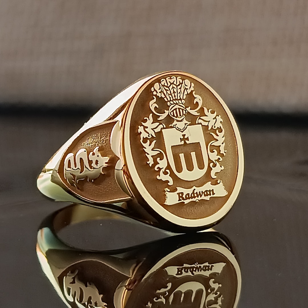 Family Crest Signet Ring Father's Day Gift, Coat of Arms Ring, Family ...