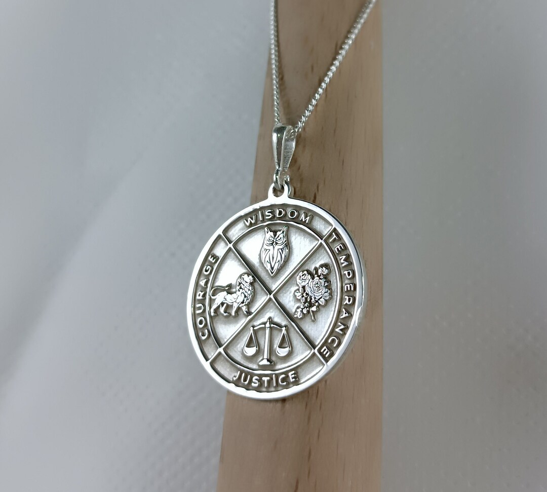 Wisdom, Justice, Temperance, Moderation, Virtues Necklace, Virtues ...