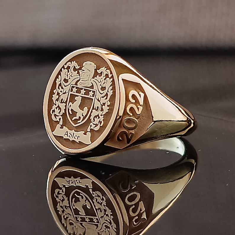 10K Gold 14K Gold 18K Gold Family Crest Coat of Arms Custom - Etsy