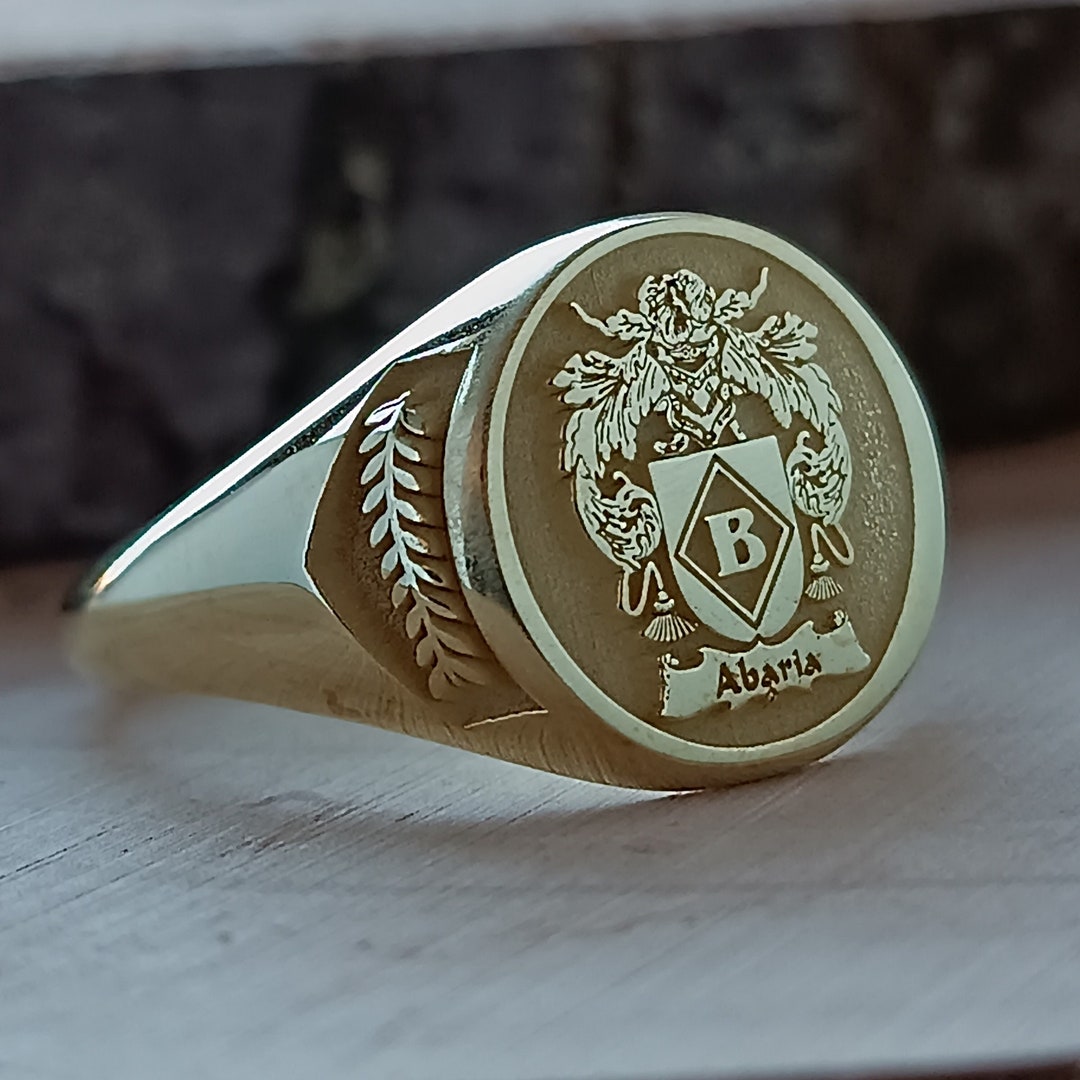 Coat of Arms Ring, Crest Ring, Family Crest Signet Ring Christmas Gift ...