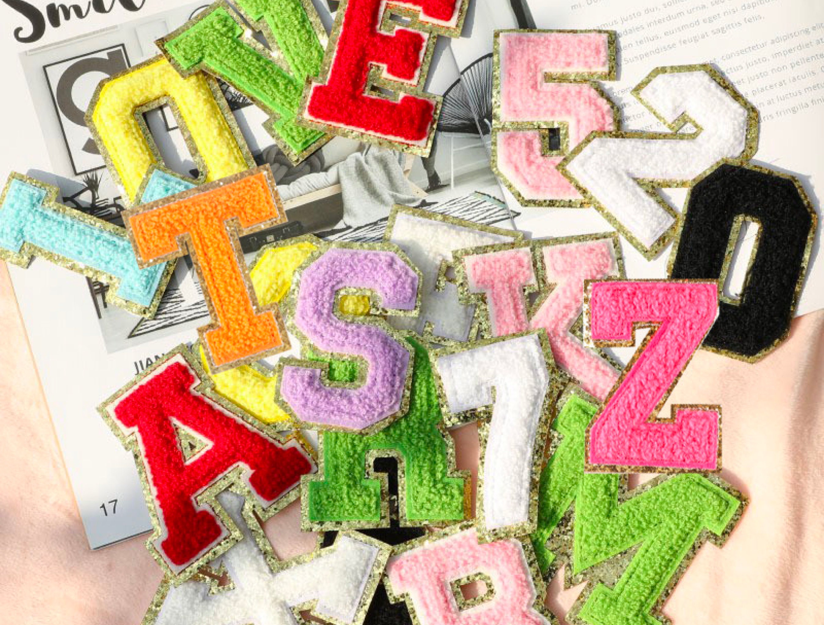 Pink Chenille Letter Patches, Iron on Letters Patch, Varsity Letter ...