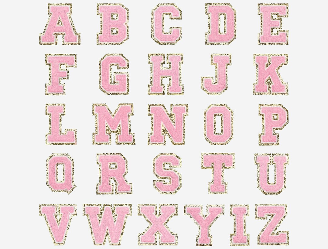 Pink Chenille Letter Patches, Iron on Letters Patch, Varsity Letter ...