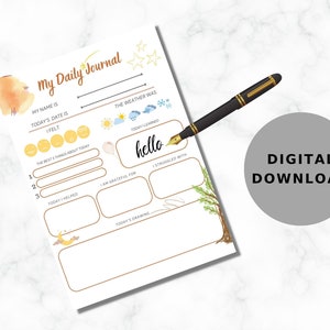 Kids Daily Journal Printable | Journal for Kids | Kids Activity Drawing ...