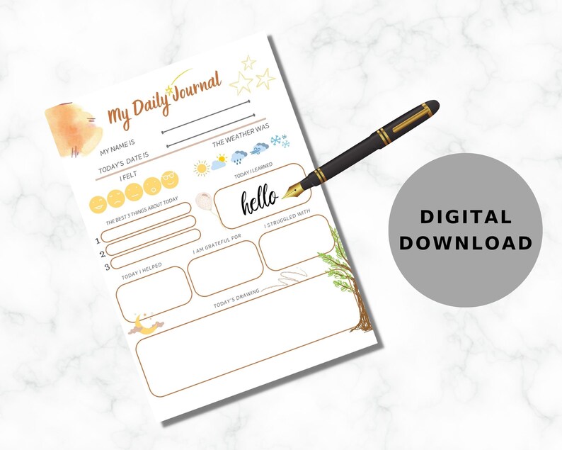 Kids Daily Journal Printable | Journal for Kids | Kids Activity Drawing ...