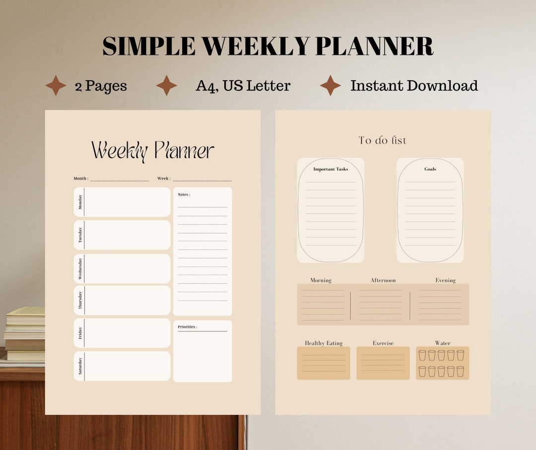 Weekly Planner Printable, Weekly Journal, Daily Planner, Digital ...